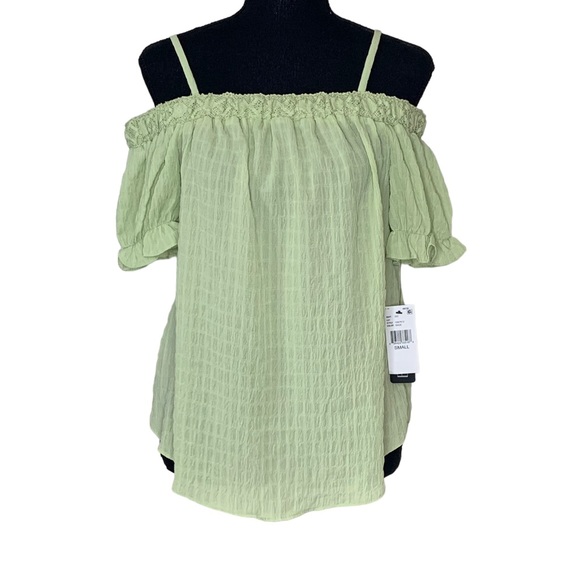 BCX | Tops | Bcx Sage Green Cold Off Shoulder Lace Trim Blouse Top D ...